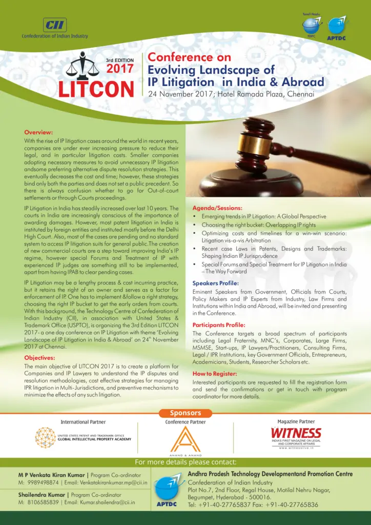 LITCON 2017: Evolving Landscape of IP Litigation in India and Abroad ...