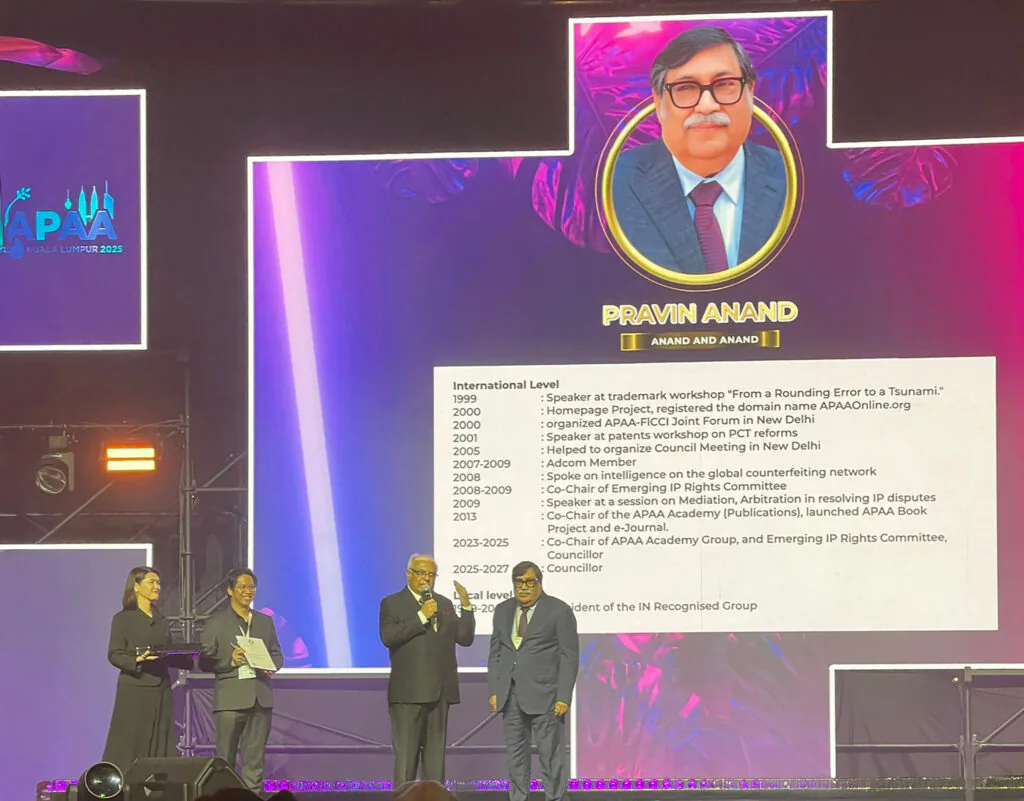IP expert Pravin Anand honoured with prestigious APAA award | Anand & Anand
